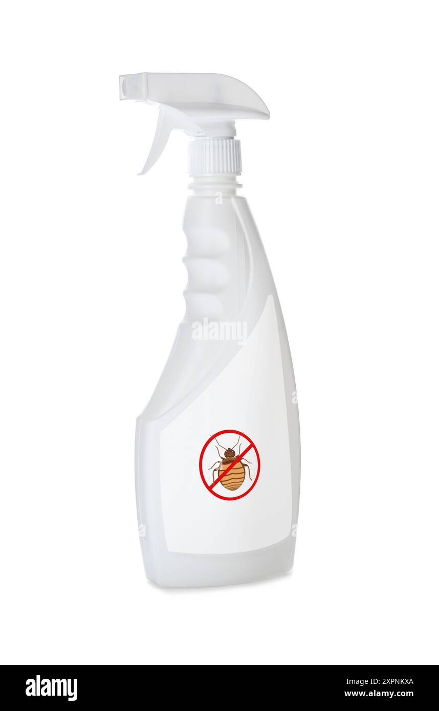 Insect repellent in spray bottle isolated on white Stock Photo - Alamy