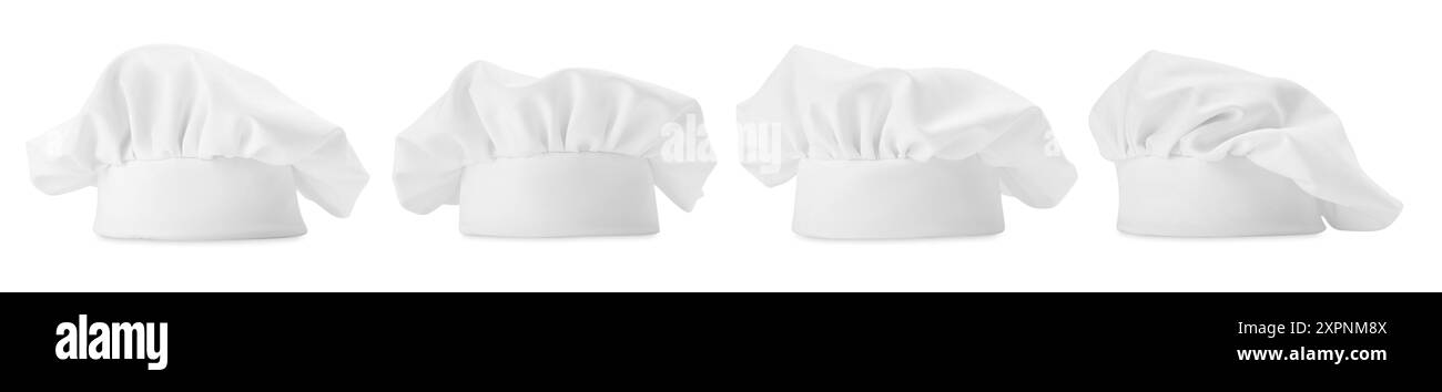 Chef hat isolated on white, collage. Uniform Stock Photo - Alamy