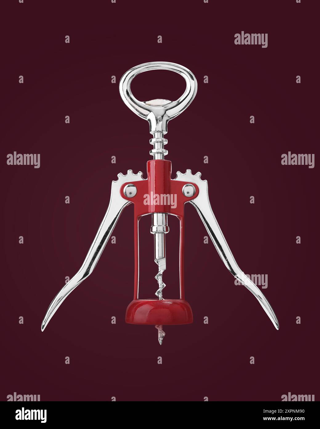 Winged corkscrew on with rack and pinion mechanism on dark purplish red ...