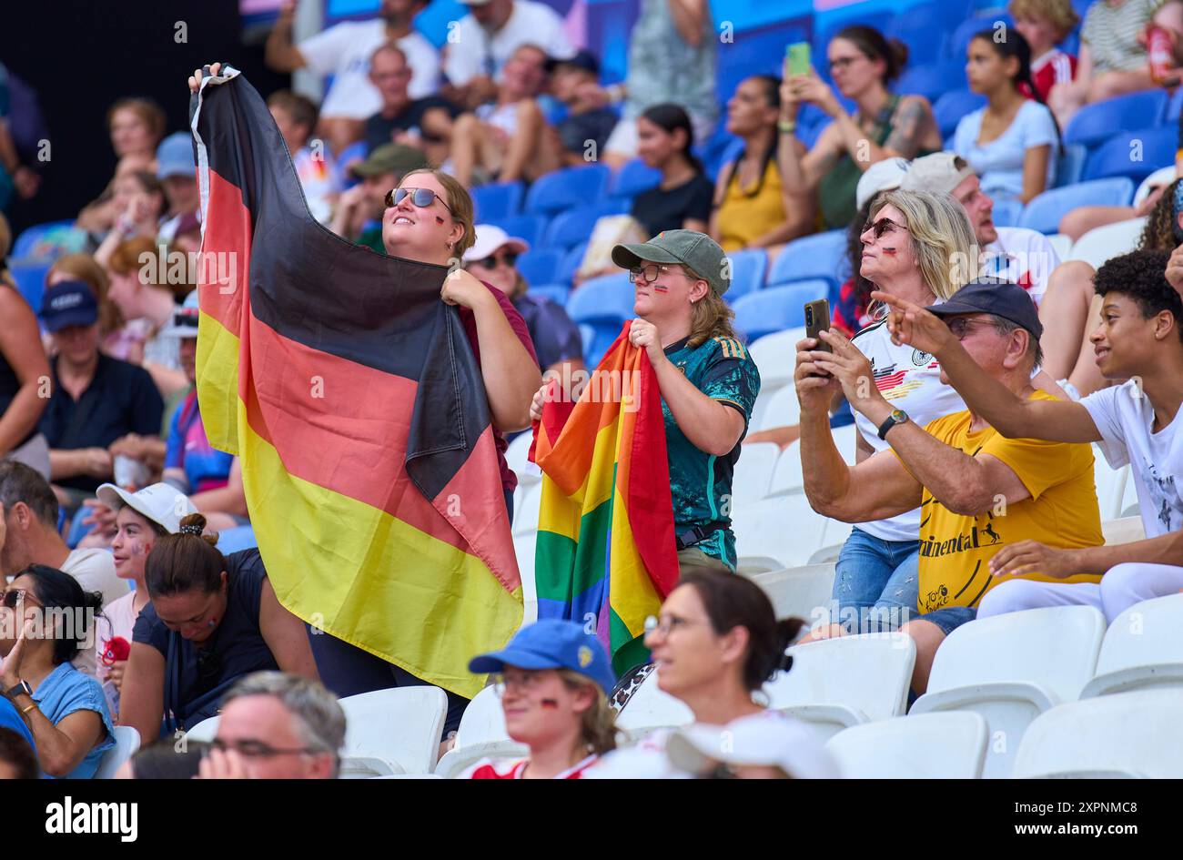 Fans GER at the women Olympic semifinal match GERMANY, USA. , . in Lyon ...