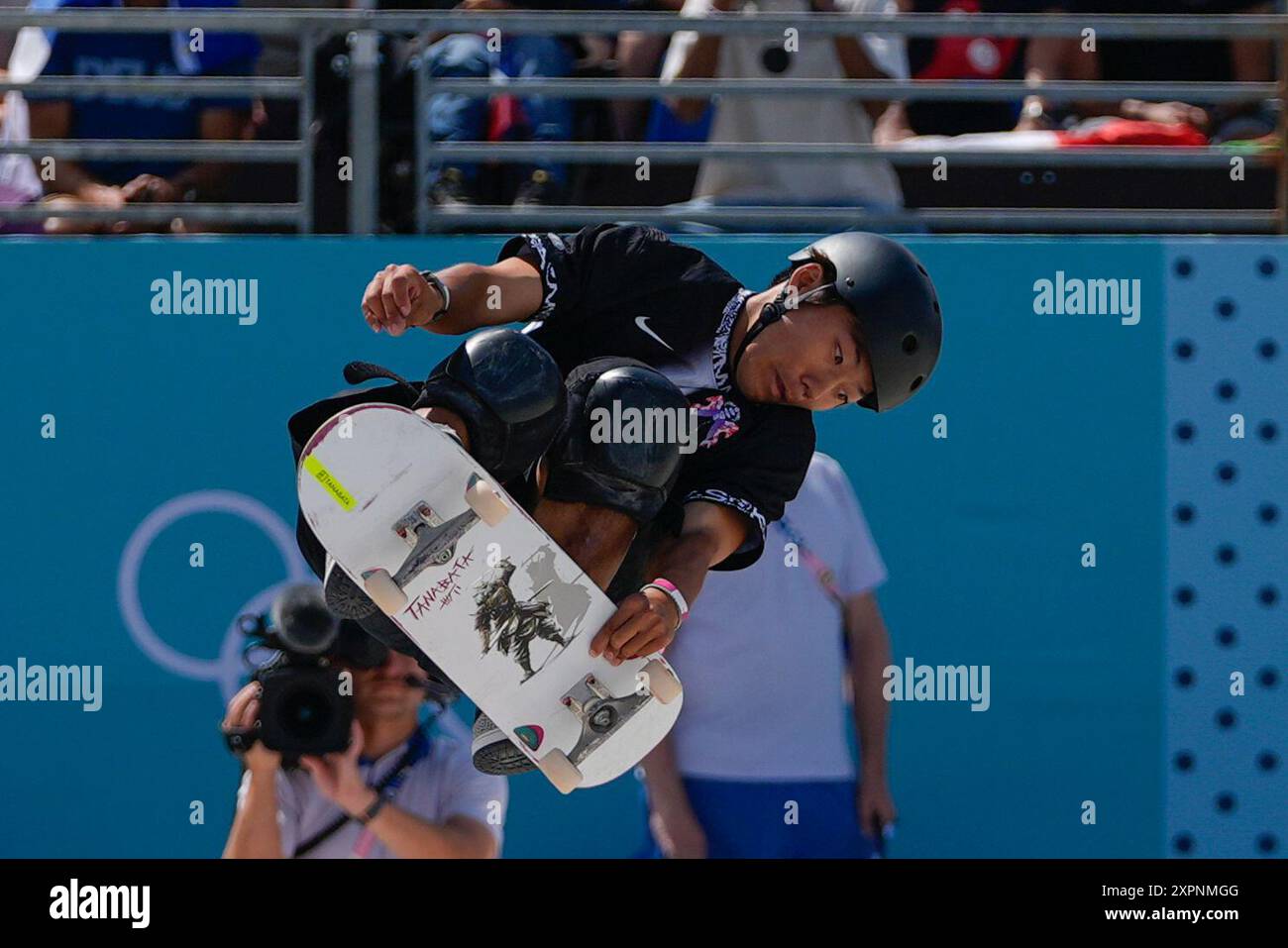 Japan's Yuro Nagahara competes during the men's skateboard park ...