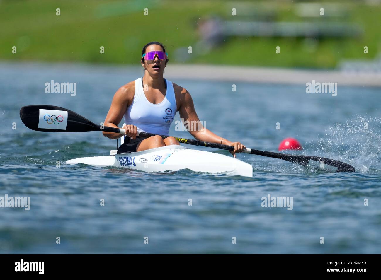 Saman Soltani, of the Refugee Olympic Team, reacts after competing in ...