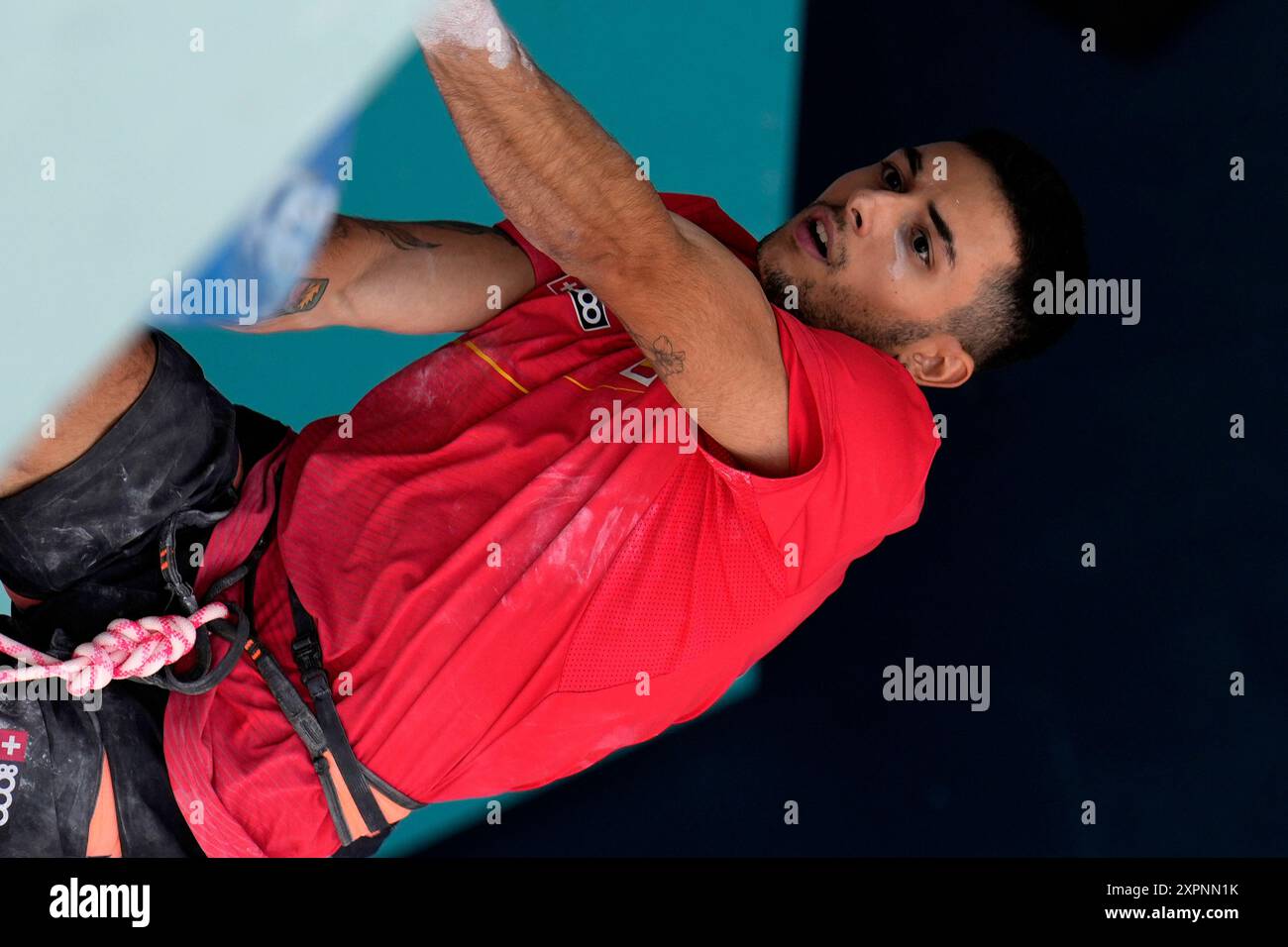 Alberto Gines Lopez of Spain competes in the men's boulder and lead ...