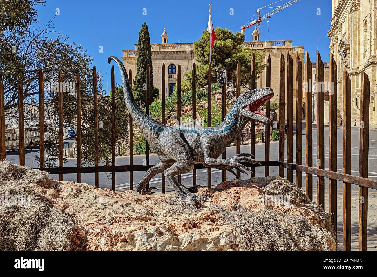 Statue of Blue Velociraptor who starred in recent film, Jurassic World ...