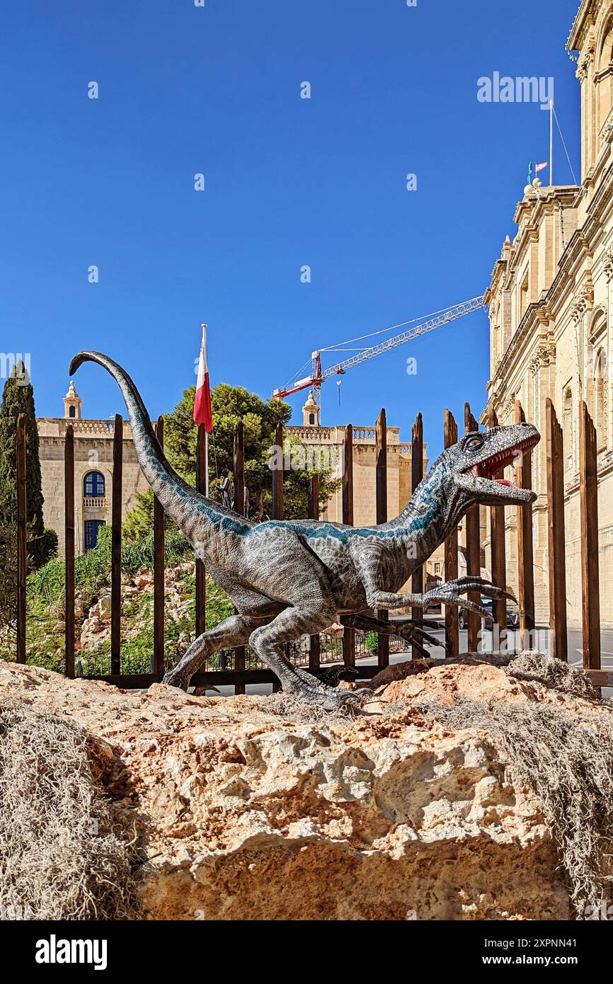 Statue of Blue Velociraptor who starred in recent film, Jurassic World ...