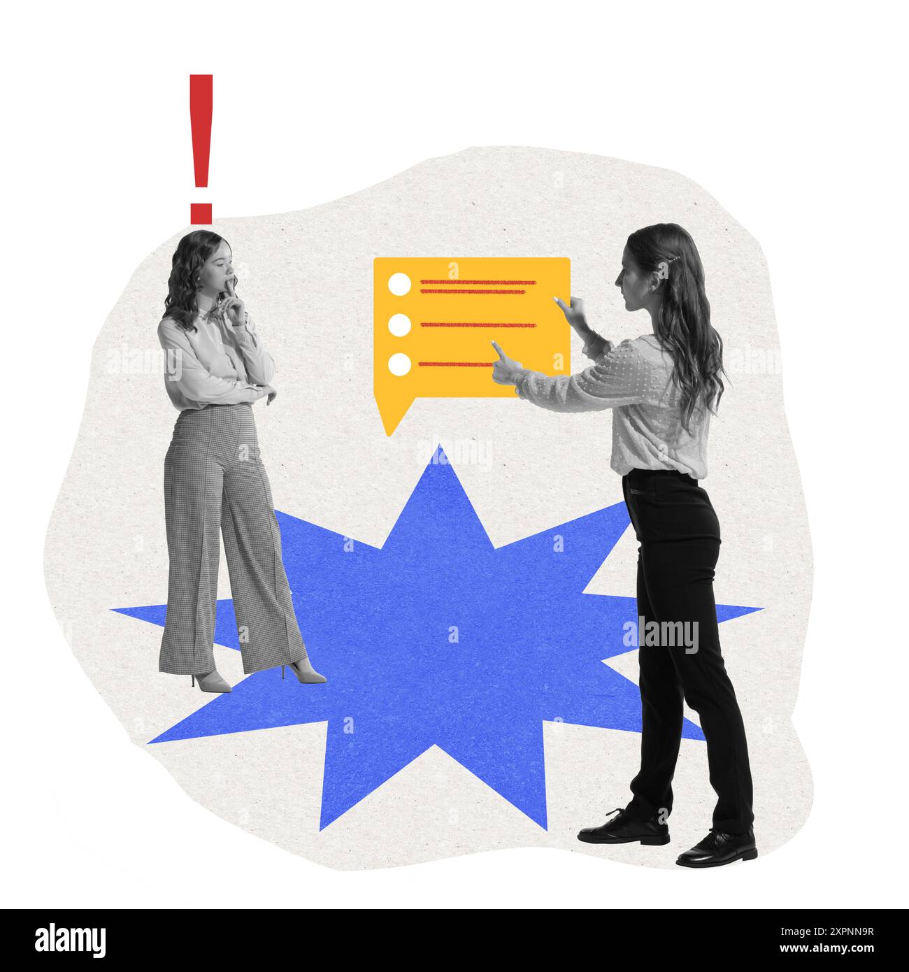 Women looking on message bubble and question mark. Customer support ...