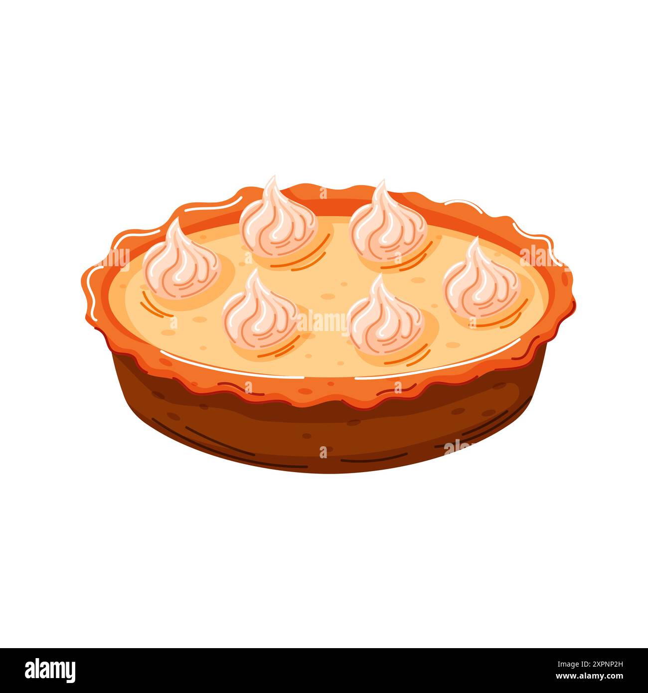Pumpkin pie with a dollop of whipped cream on top. Cake with smooth ...