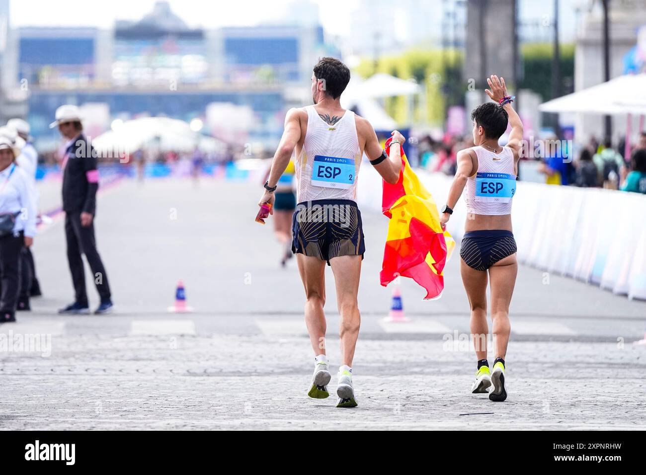 Maria Perez and Alvaro Martin of Spain celebrate the gold medal during ...