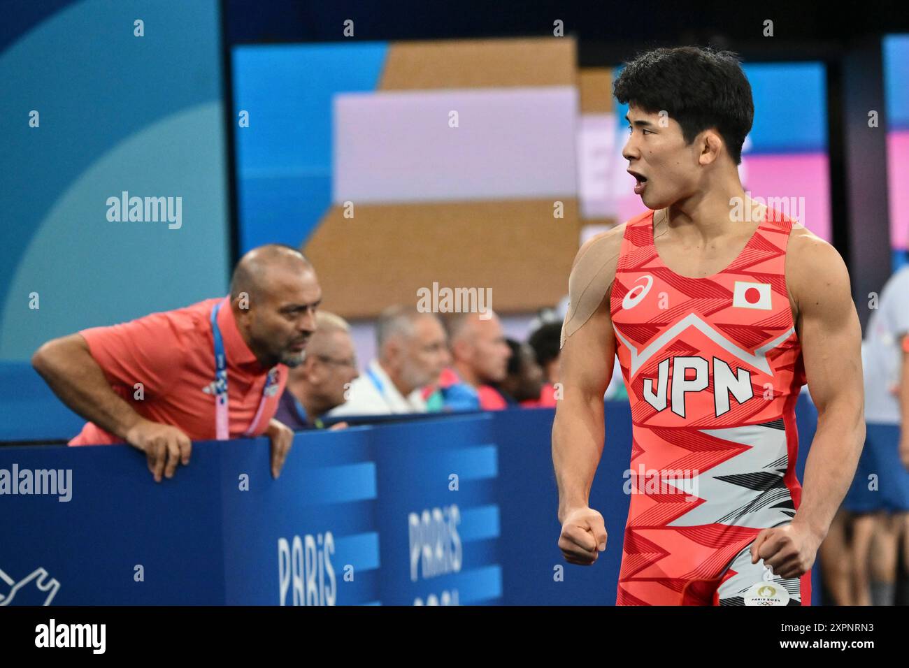 SOGABE Kyotaro Japan (JPN), MGR 67kg 1/8 Wrestling at Champ-de-Mars ...