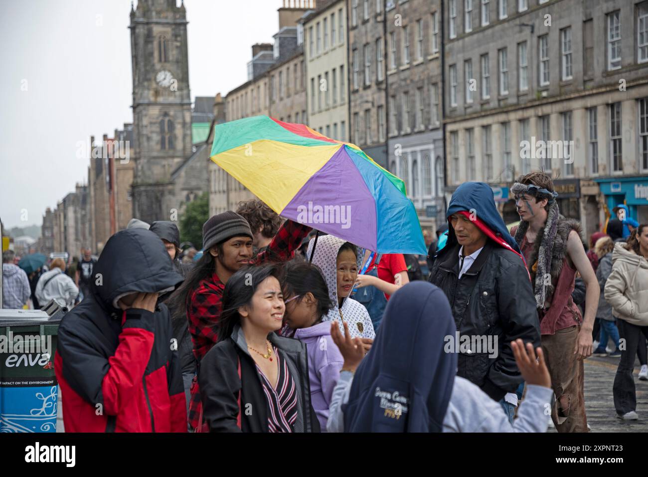 Royal Mile, Edinburgh Scotland, UK. 7 August 2024. Blustery wind with ...