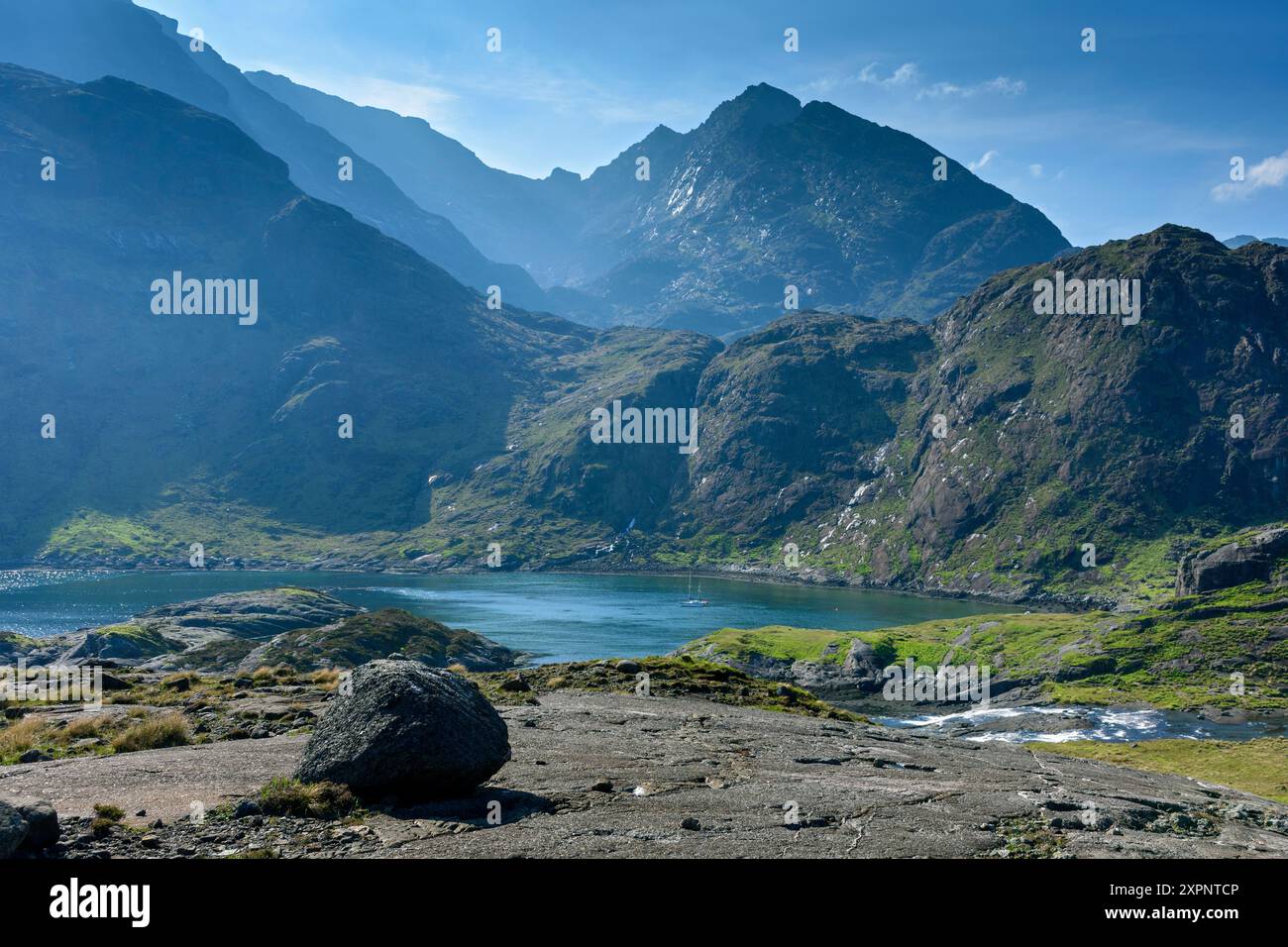 The Cuillin mountains over Loch na Cuilce, an inlet of Loch Scavaig ...