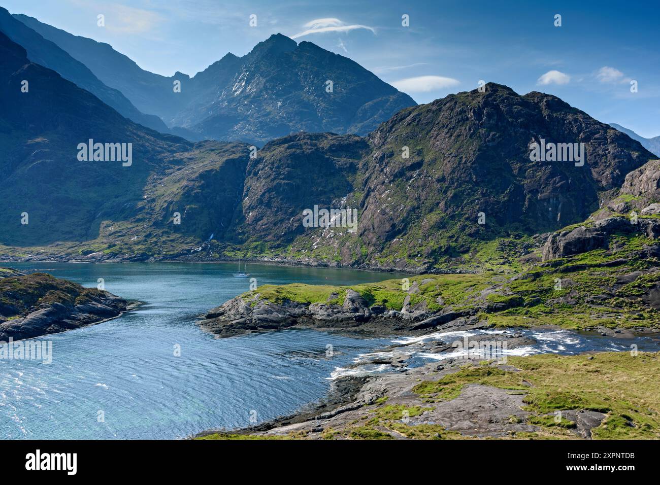 The Cuillin mountains over Loch na Cuilce, an inlet of Loch Scavaig ...