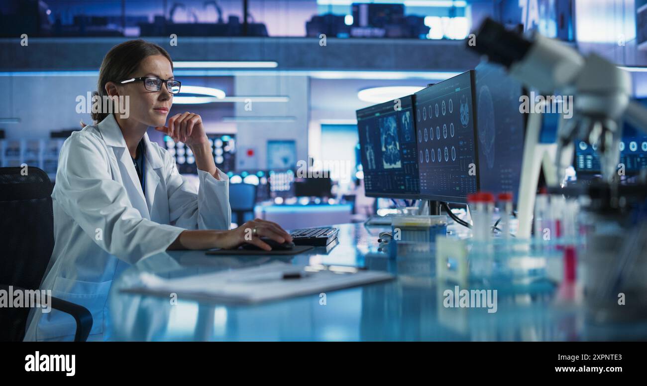 Medical Hospital Research Laboratory: Caucasian Female Neurosurgeon ...