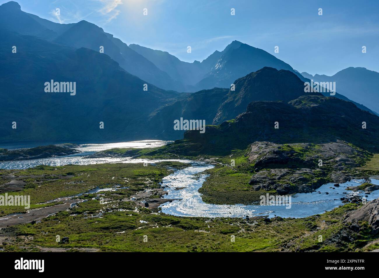 The Cuillin mountains over the Scavaig river, Isle of Skye, Scotland ...