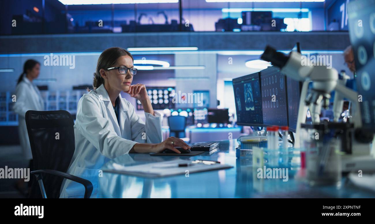 Medical Hospital Research Laboratory: Caucasian Female Neurosurgeon ...