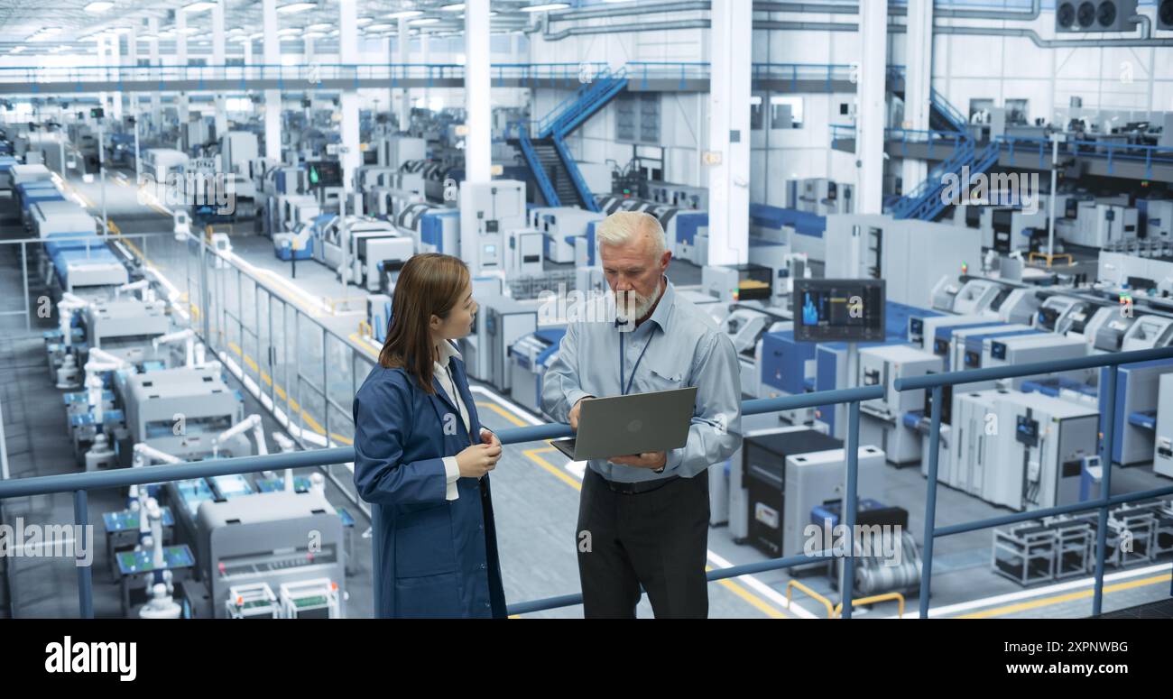 Male Engineer and Female Project Manager Standing on a Platform ...