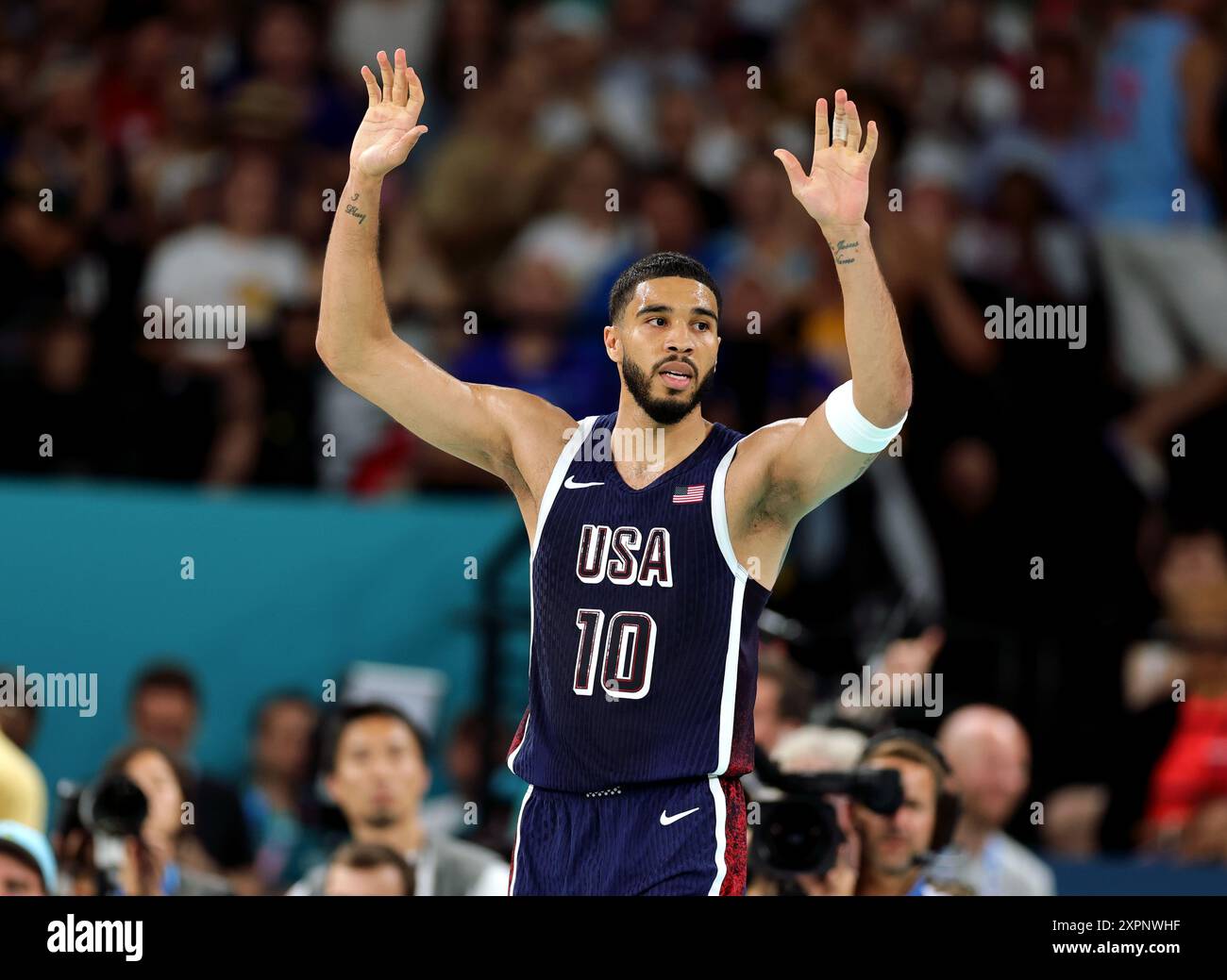 Paris, FRANCE - AUGUST 06: Jayson Tatum of United States celebrates ...