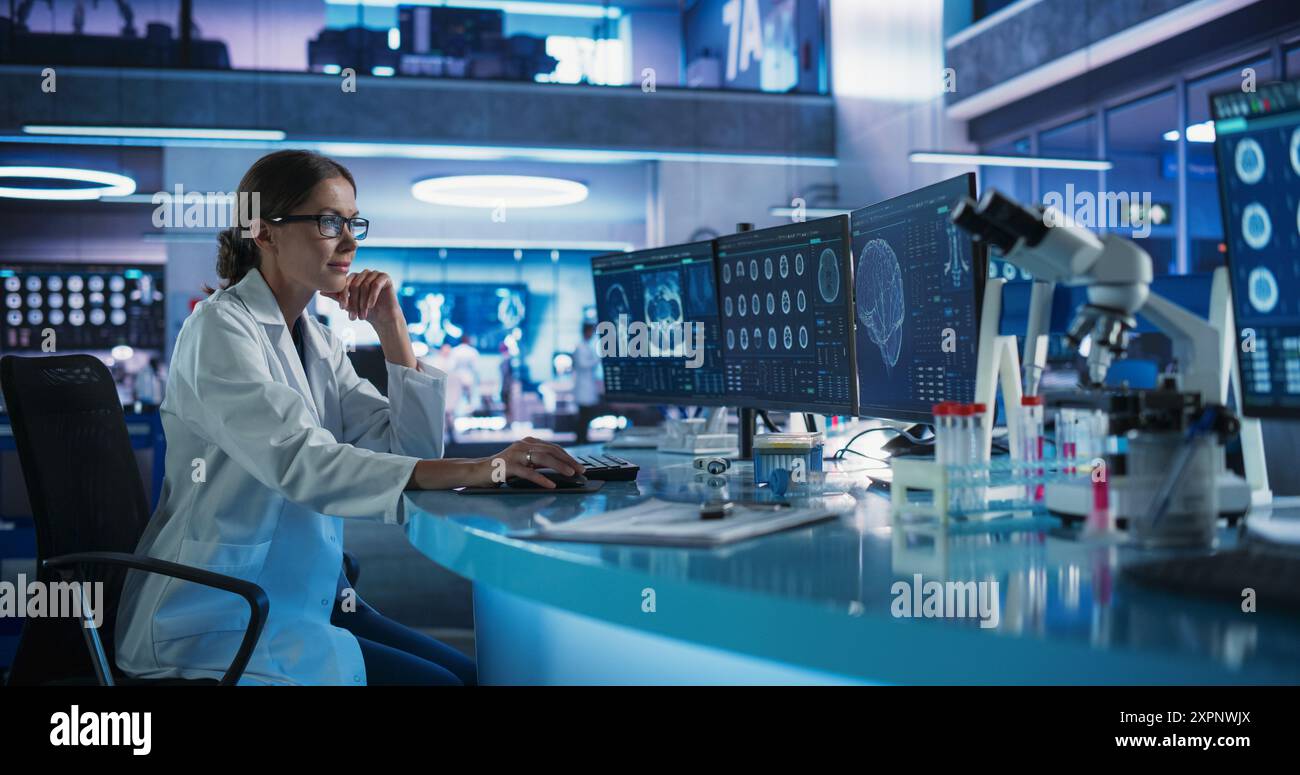 Medical Hospital Research Laboratory: Caucasian Female Neurosurgeon ...