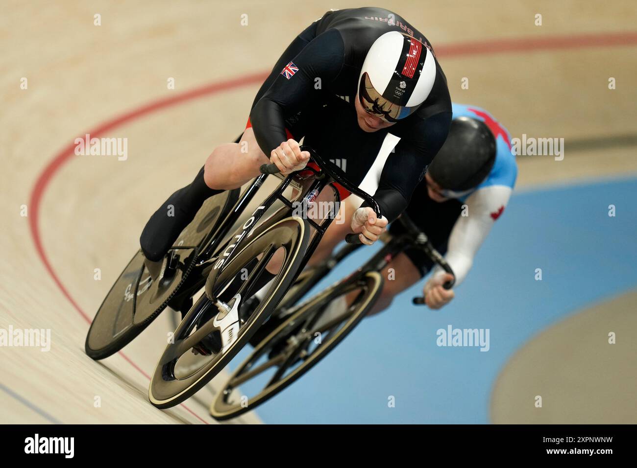 Jack Carlin of Britain, left, and Tyler Rorke of Canada compete during ...