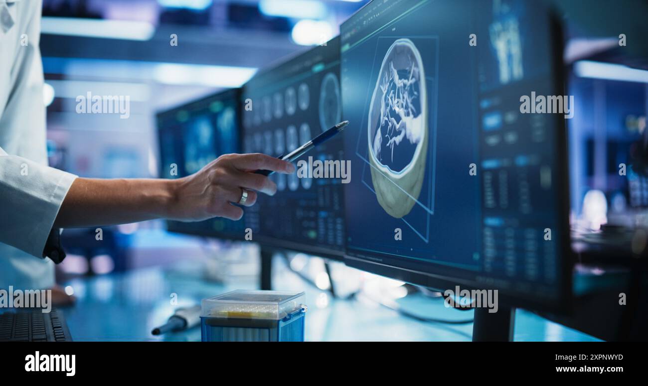 Modern Medical Research Center: Anonymous Doctor Pointing At Desktop ...