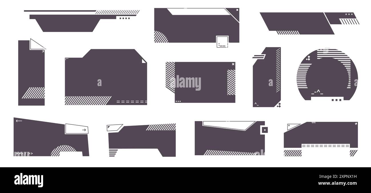 Futuristic digital interface. Abstract tech UI elements, modern sci-fi tech geometric dashboard ...