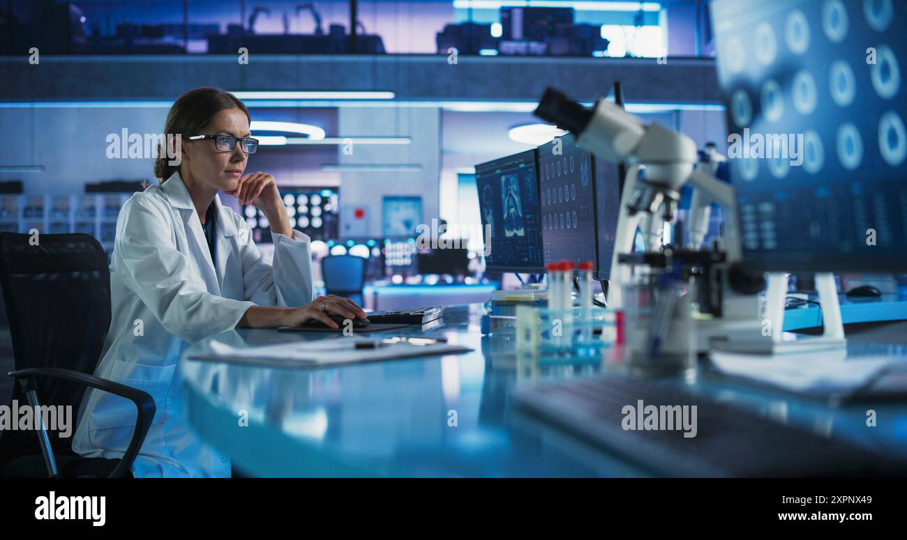 Medical Hospital Research Laboratory: Caucasian Female Neurosurgeon ...