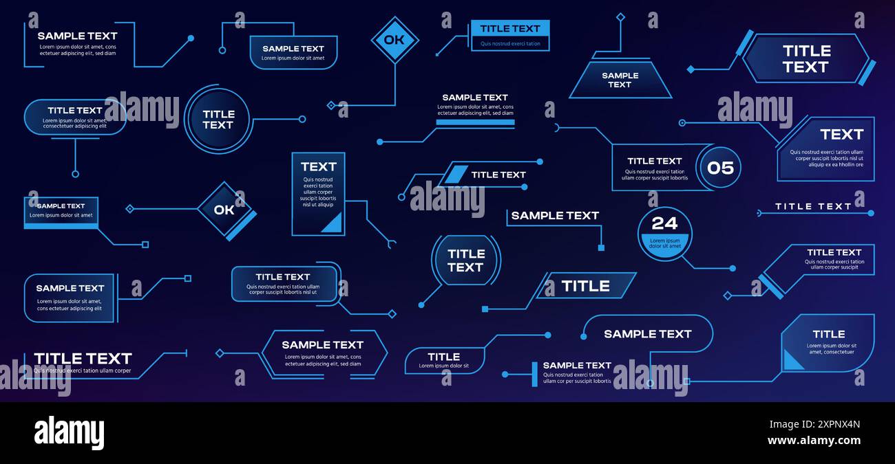 Callout shapes. Futuristic infographic elements with hologram labels ...
