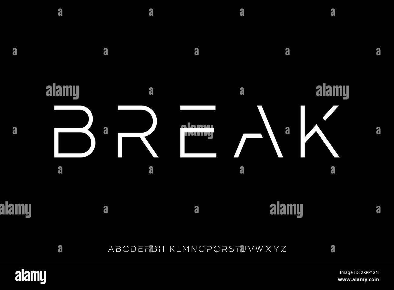 Modern creative break style sans serif alphabet display font vector ...