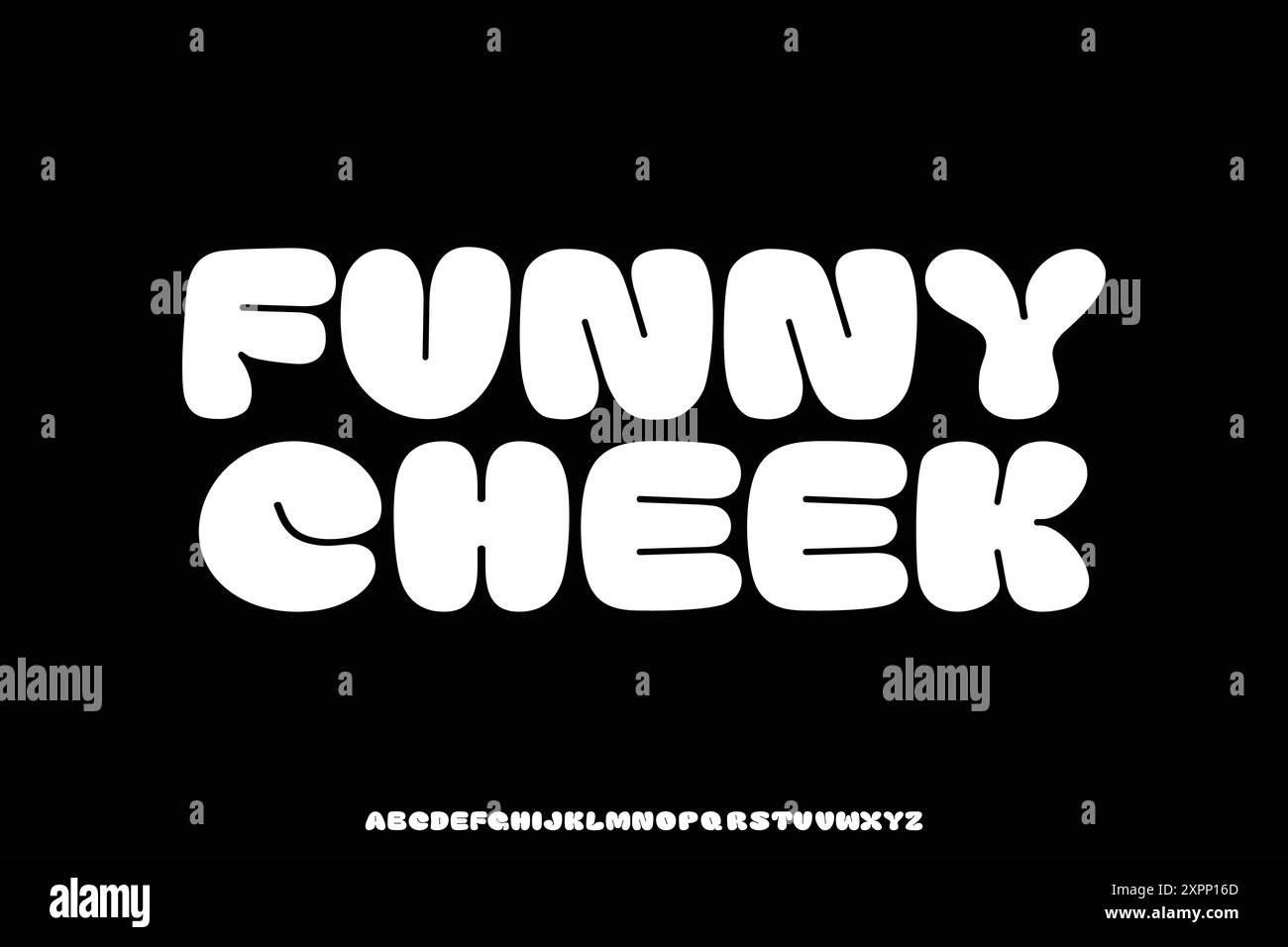 Bold rounded funny cheek alphabet display font vector illustration ...