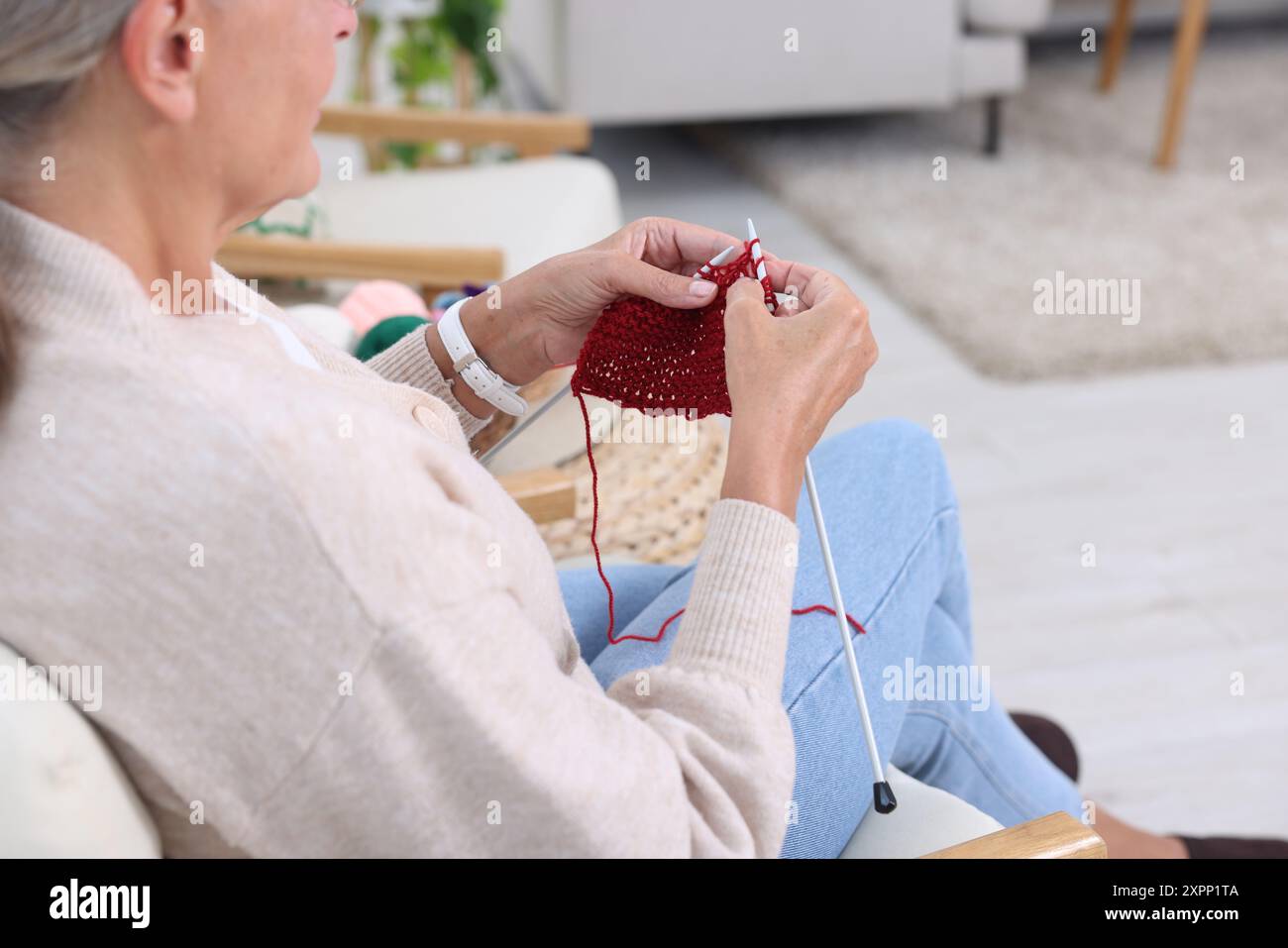 Knitting relaxing hobby hi-res stock photography and images - Alamy