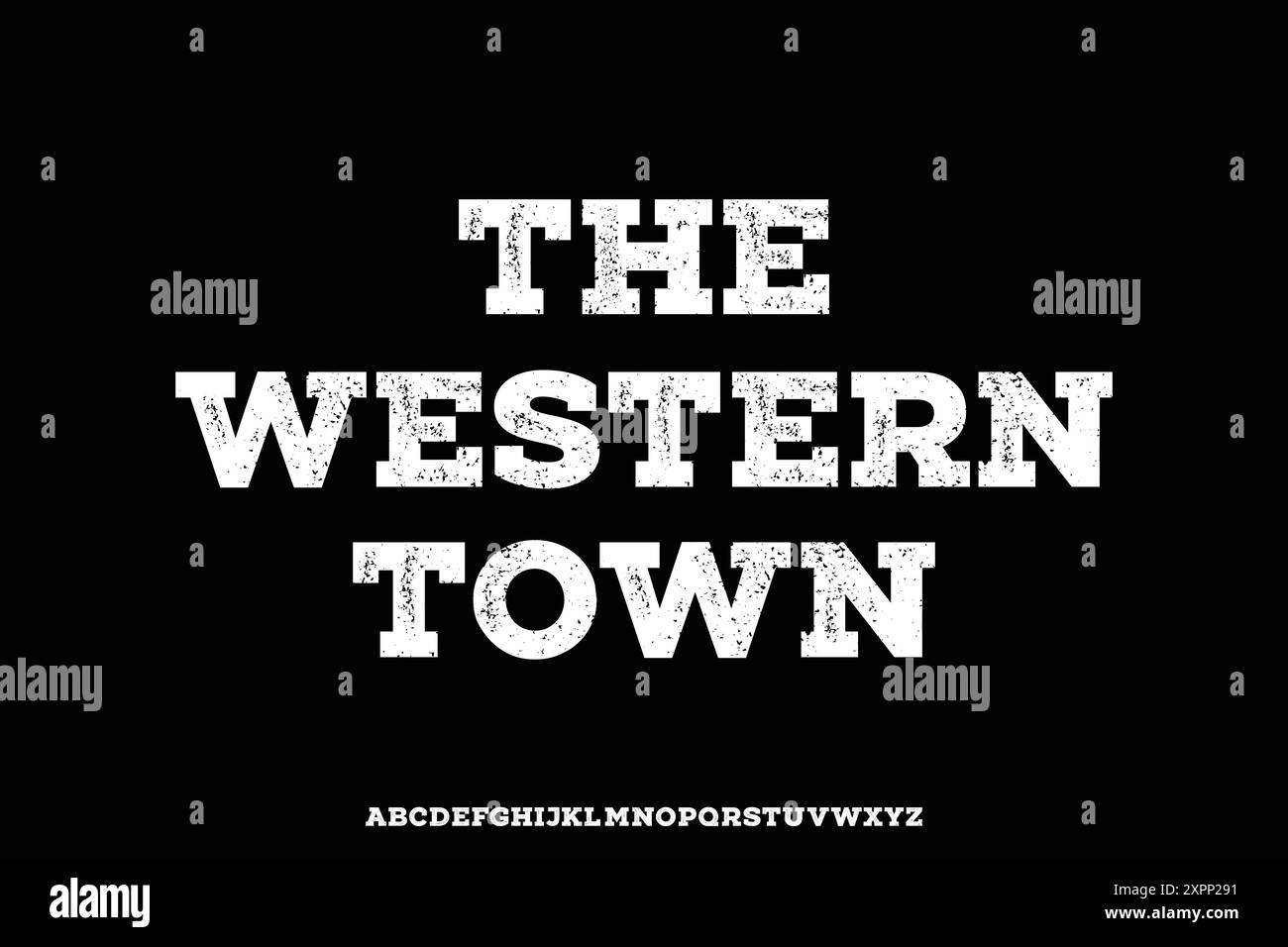 Classic bold slab serif western style alphabet display font vector ...
