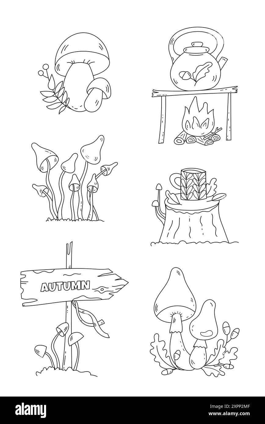 Autumn Illustrations For Adult And Children'S Coloring Pages Feature A ...