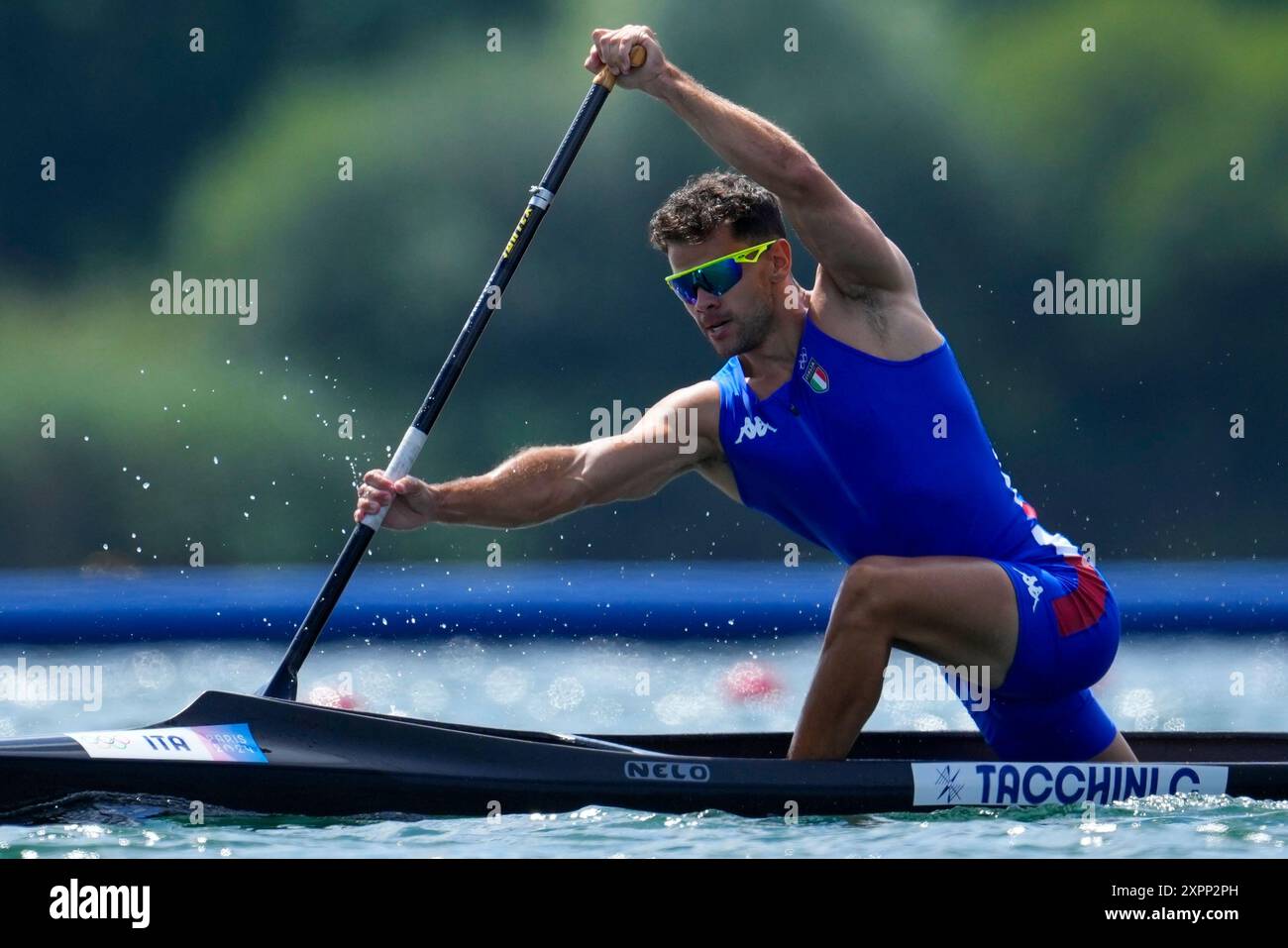 Carlo Tacchini, of Italy, competes in the men's canoe single 1000-meter ...