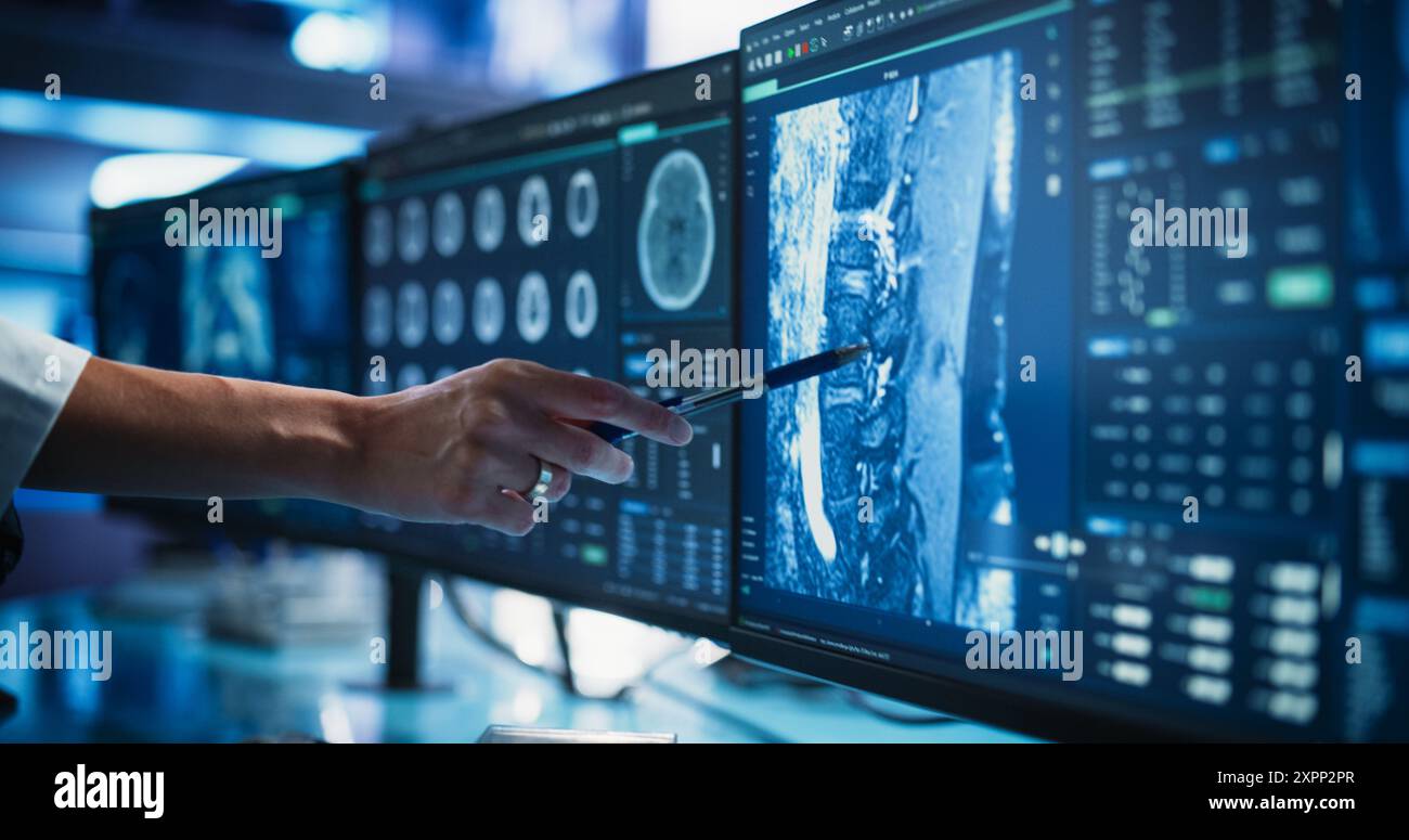 Modern Medical Research Center: Anonymous Doctor Pointing At Desktop ...