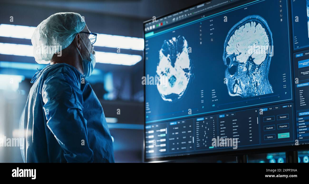 Hospital Research Laboratory: Portrait Of Caucasian Male Neurosurgeon ...