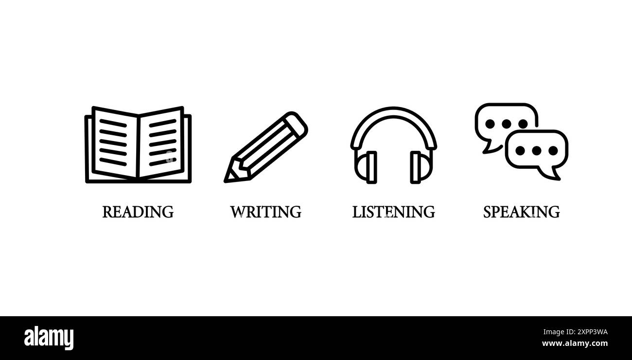 Language skills icon set line style isolated Stock Vector Image & Art ...