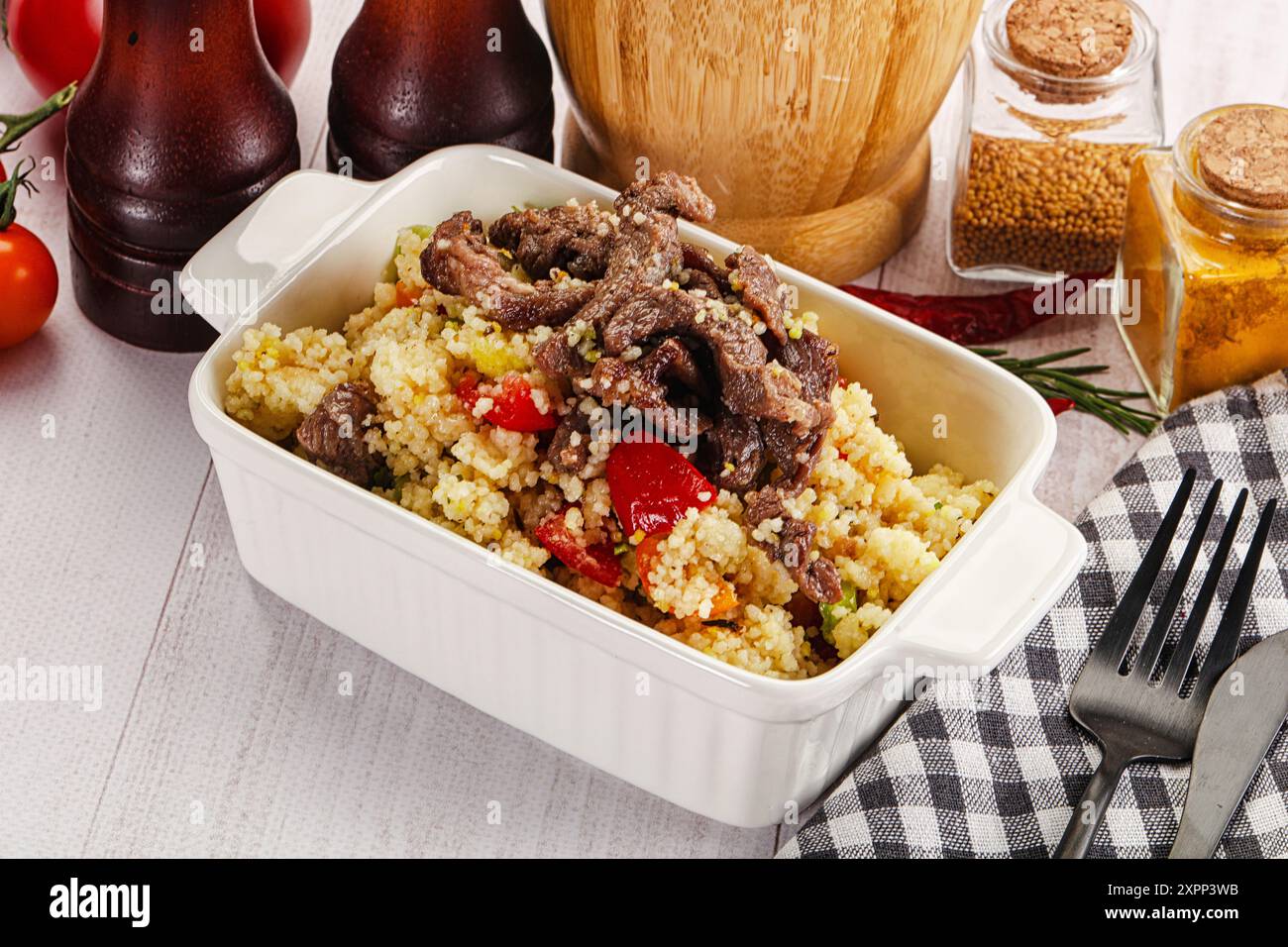 Traditional couscous with beef meat and vegetables Stock Photo - Alamy