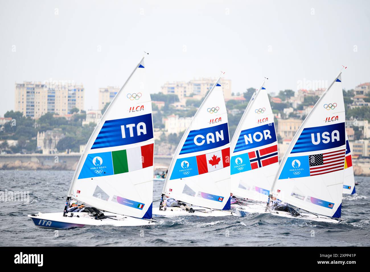 Marseille, France. 07th Aug, 2024. 240807 Start in women's dinghy - laser radial sailing medal ...