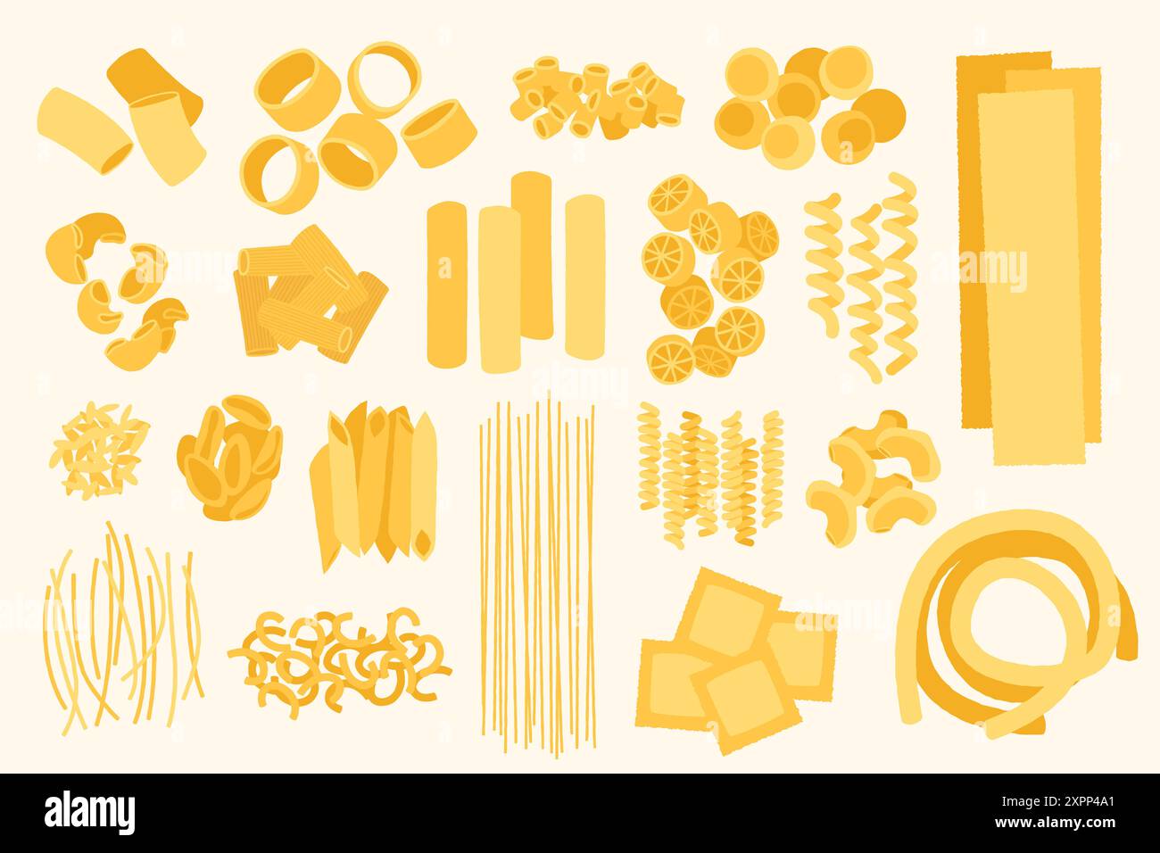 Cartoon pasta types. Hand drawn doodle macaroni and spaghetti ...