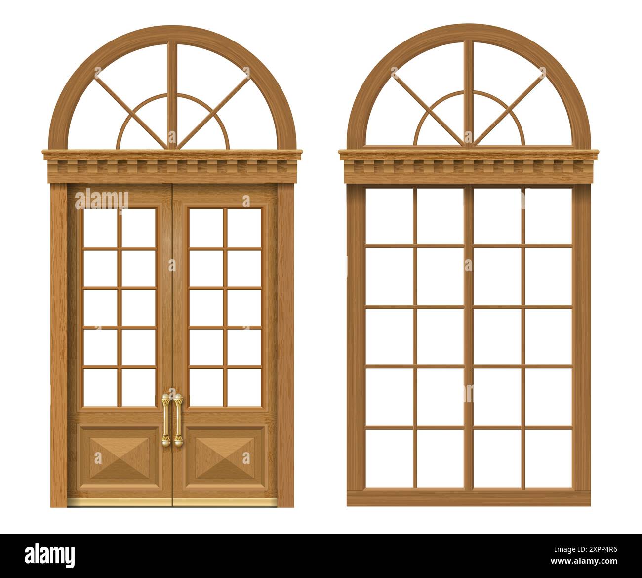 Classic arched wooden window and doors Stock Vector Image & Art - Alamy