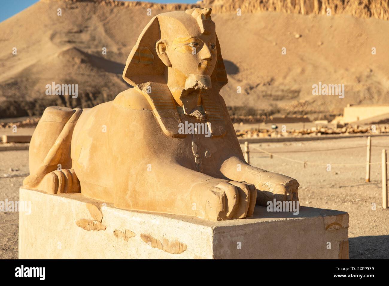 Sculpted in a block of sandstone, the Sphinx of Hatshepsut represents ...