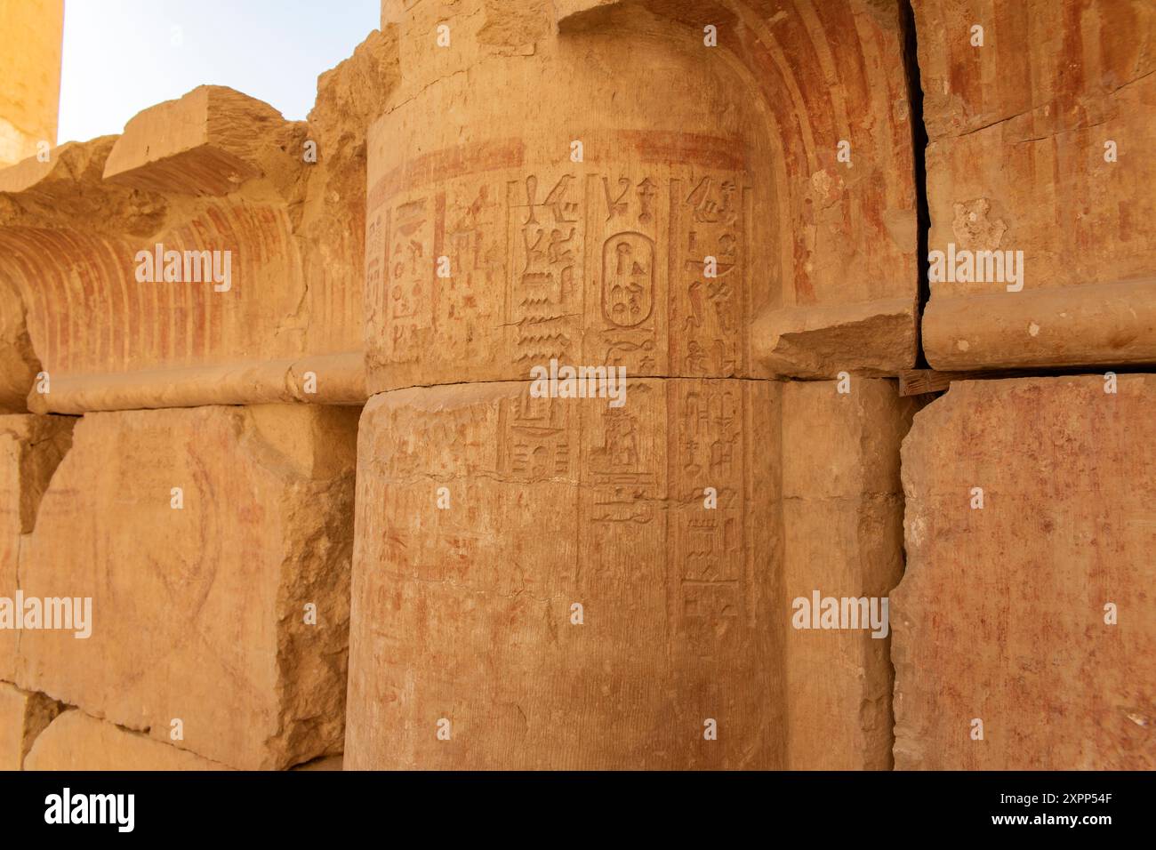 The weathered columns and statues of Hatshepsut's funerary temple are a ...