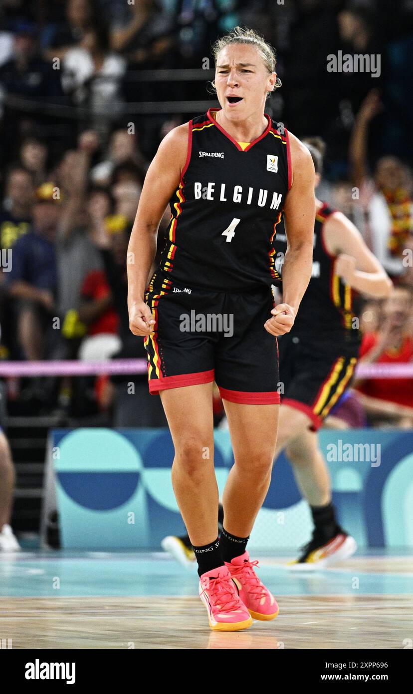 Paris, France. 07th Aug, 2024. Belgium's Elise Ramette reacts during a ...