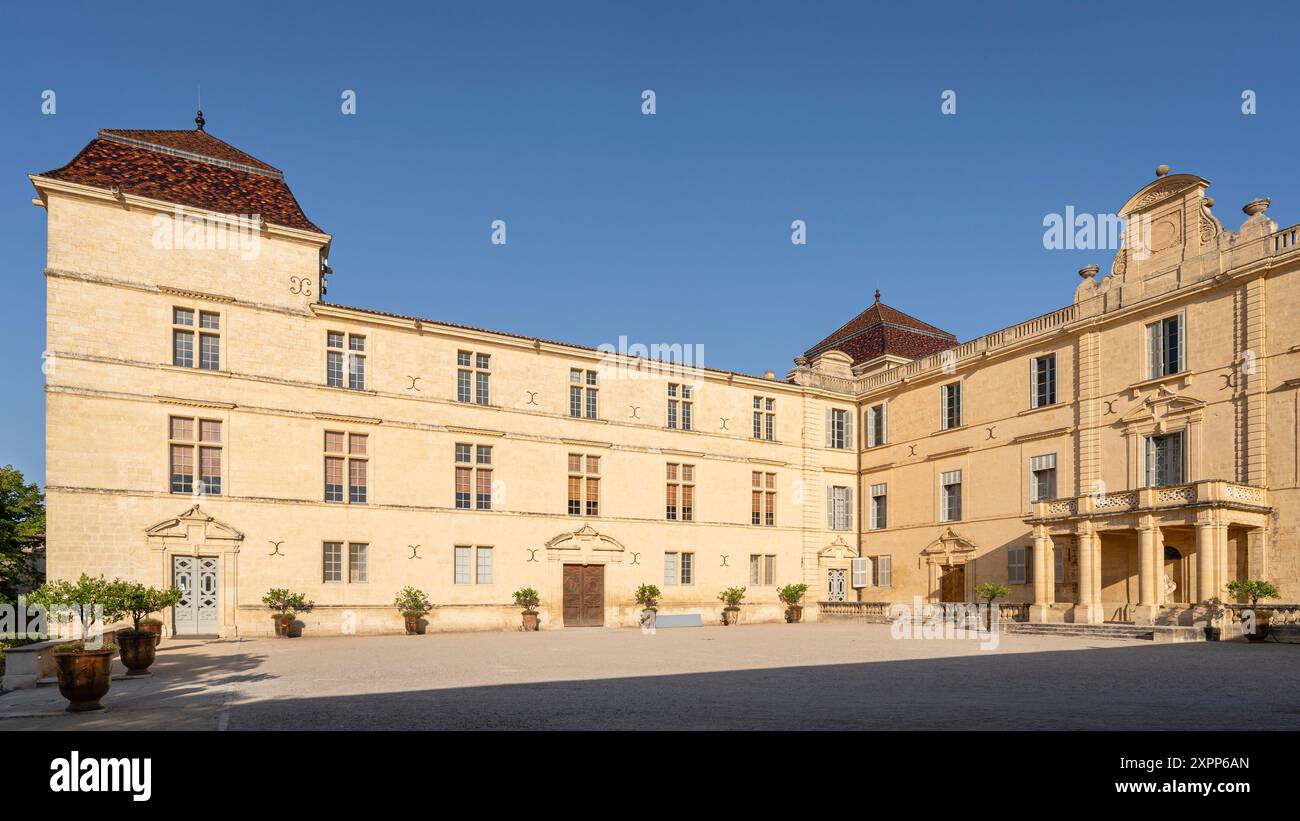 Landscape view of court of honor of ancient castle or chateau of ...