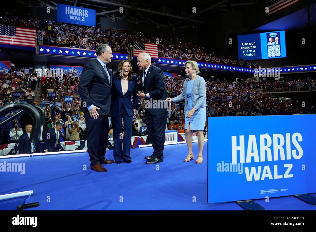 Democratic presidential nominee Vice President Kamala Harris and second ...
