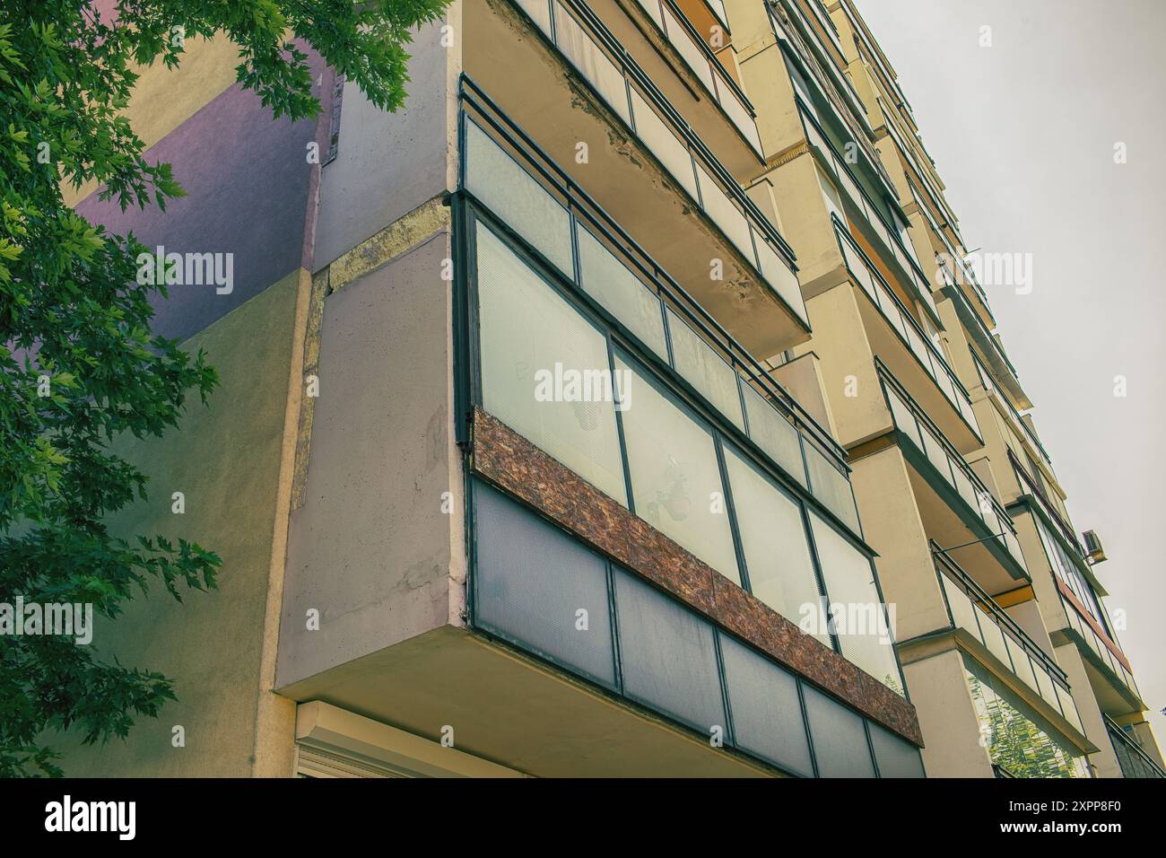 Detail of a panel building built in the communist era.Hungary,Budapest ...