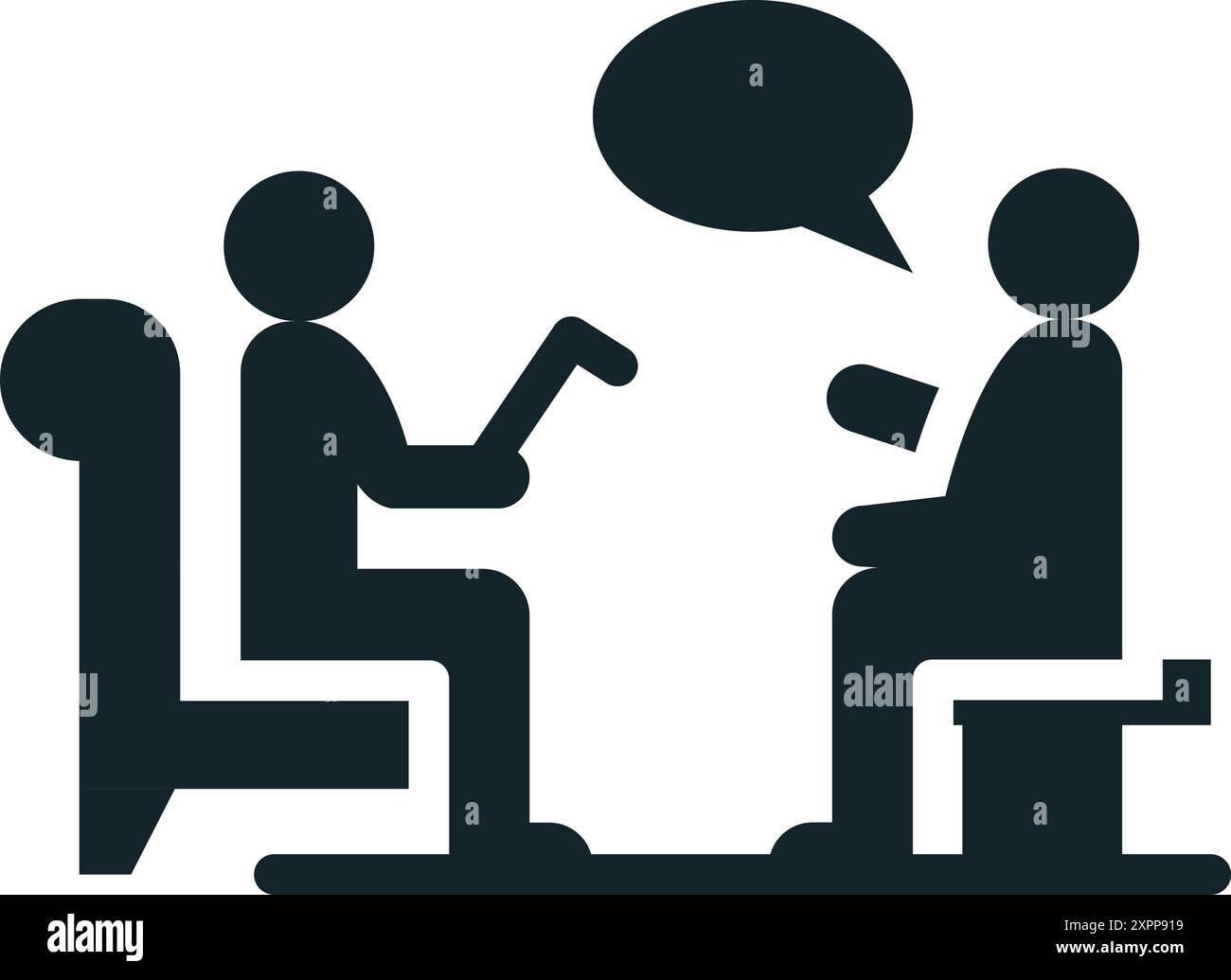 Psychologist taking notes while listening to patient talking about his ...