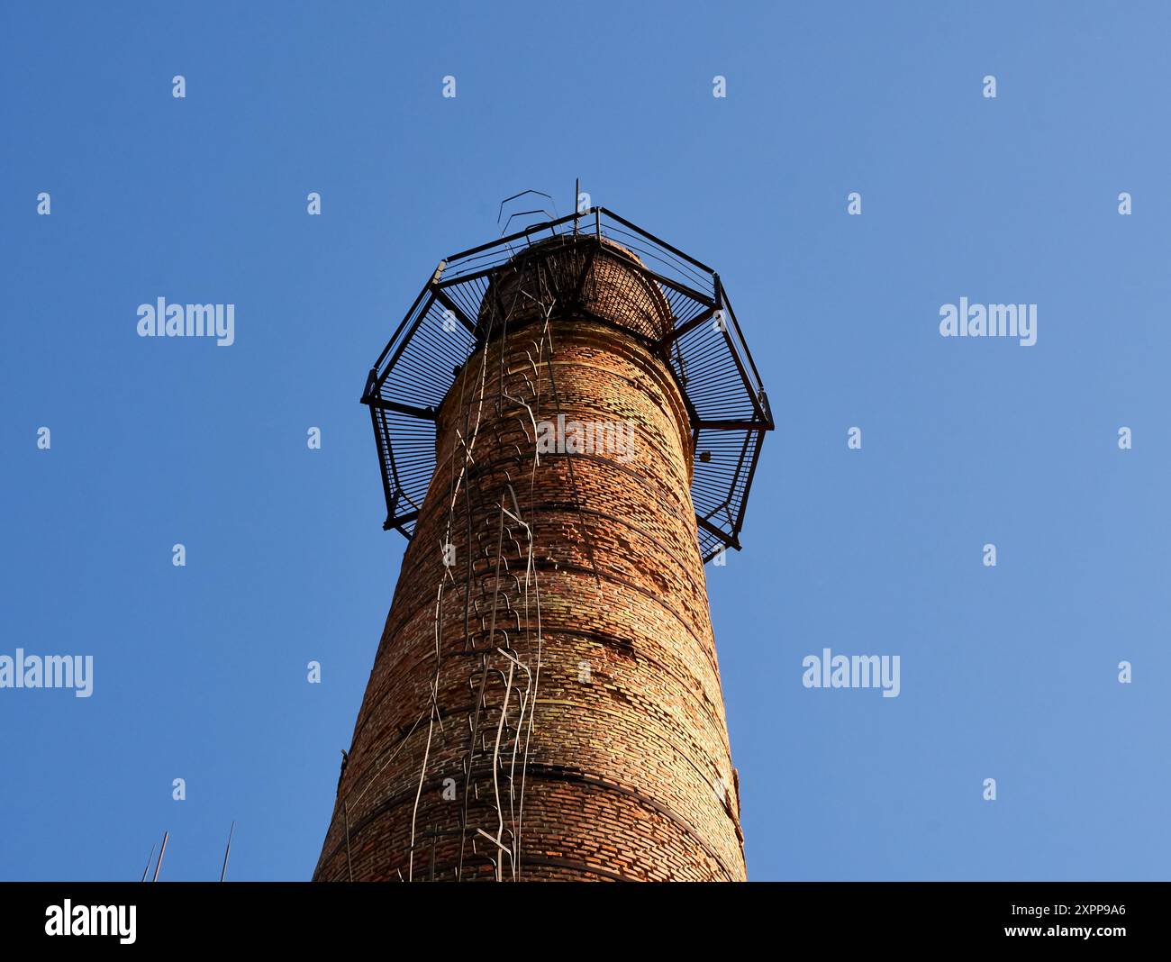 Smokestacks with ladder or stairs. Industrial tower or pipe with ...