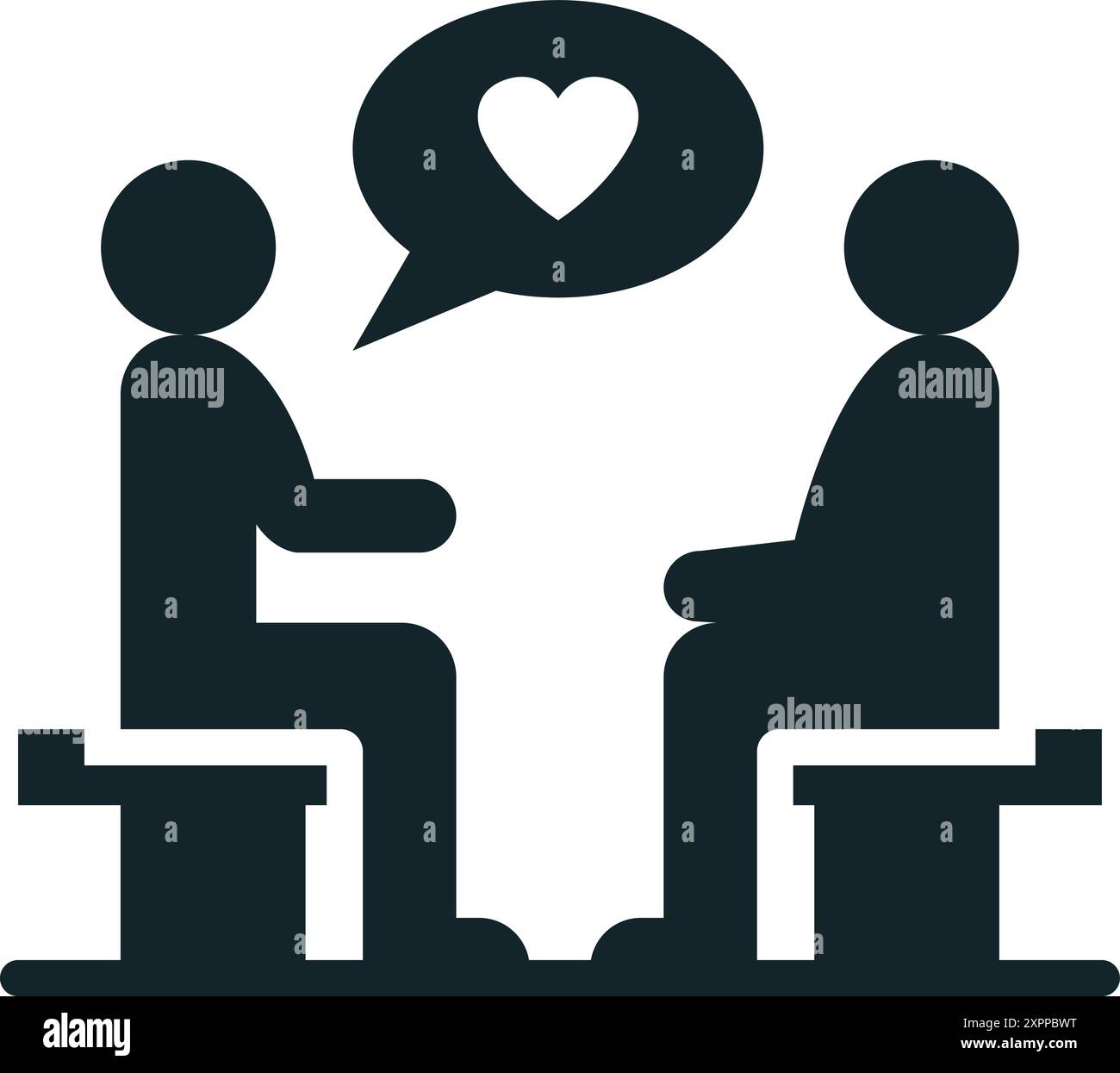 Psychotherapy session icon with two people talking about love Stock ...