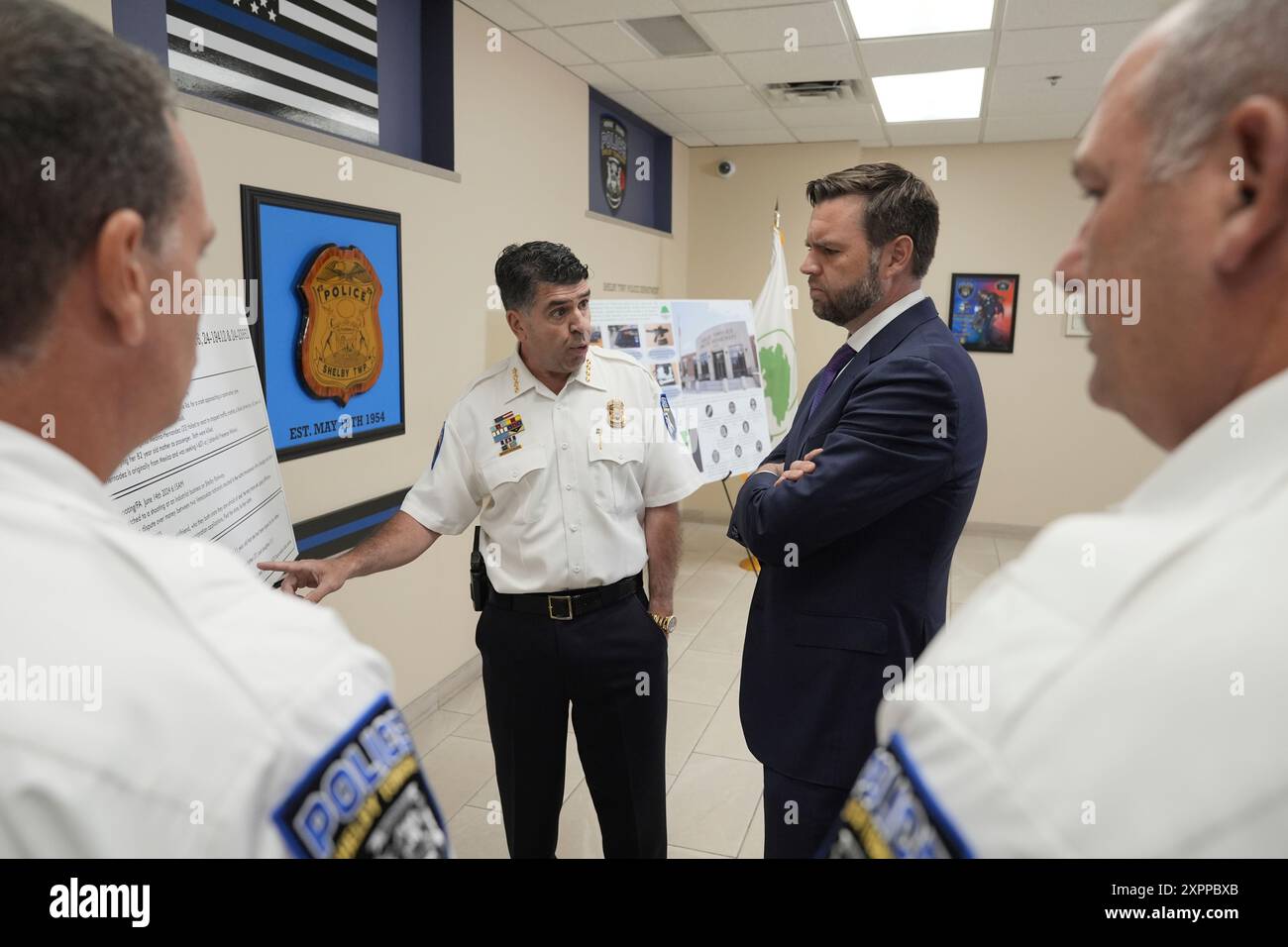 Republican vice presidential nominee Sen. JD Vance, R-Ohio, talks with ...